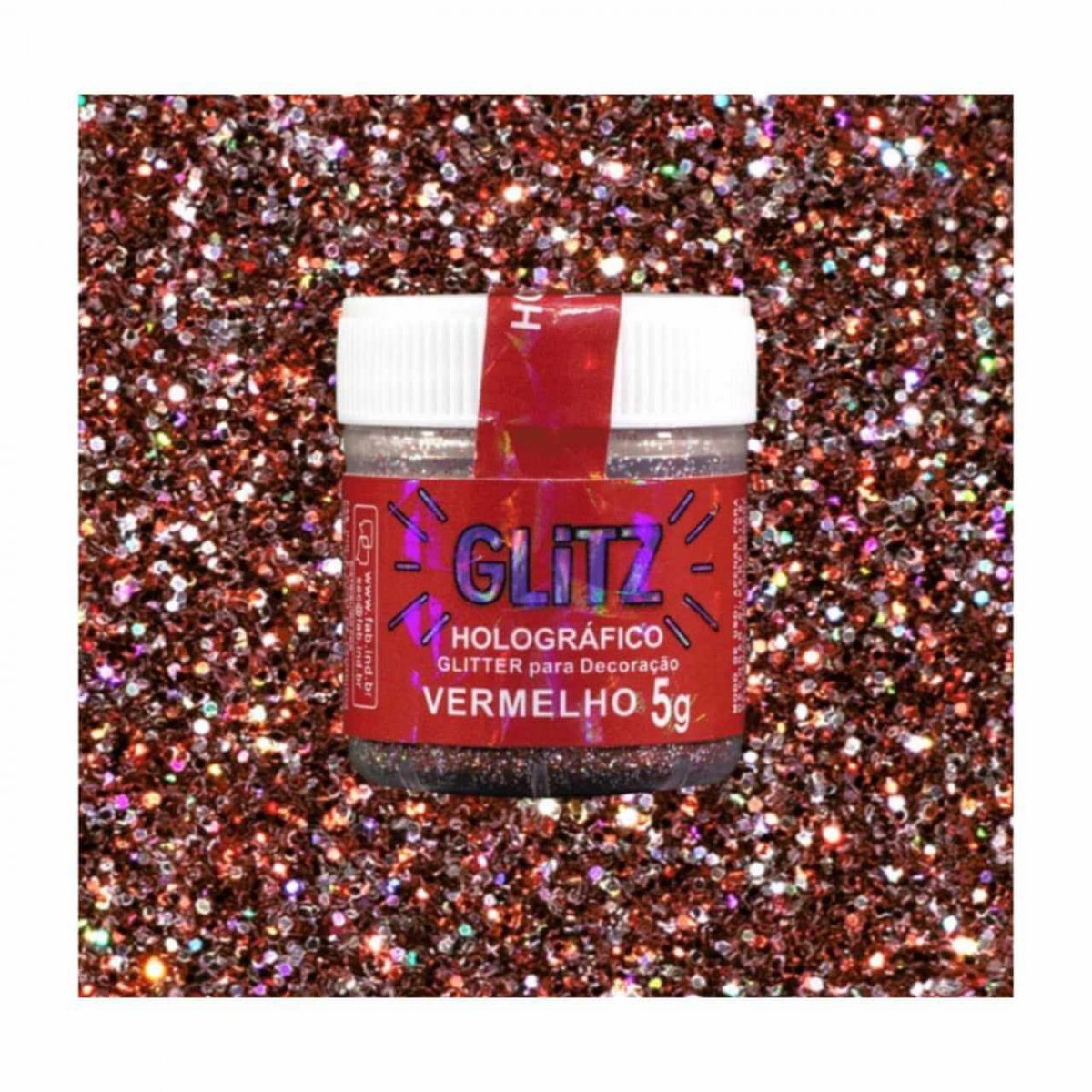 Glitter Para Decoração Glitz Holográfico Vermelho Fab 5g Armazém Do Mercado