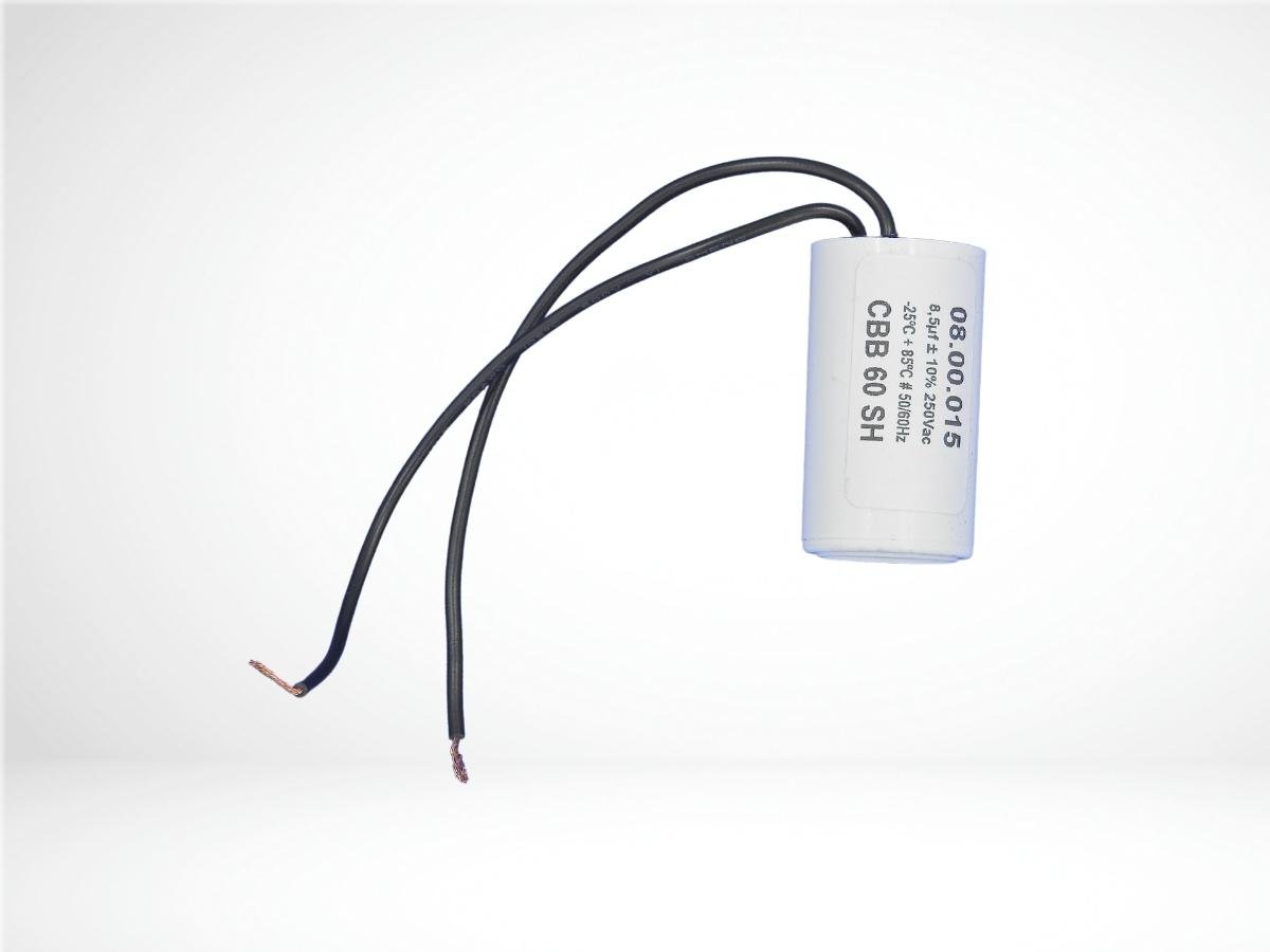 CAPACITOR PERMANENTE 8,5UF 250VAC COM 2 FIOS - 08.00.015