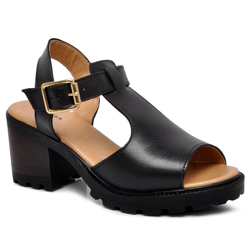 Sandália Meia Pata Pegada Couro 281371-03 Preto