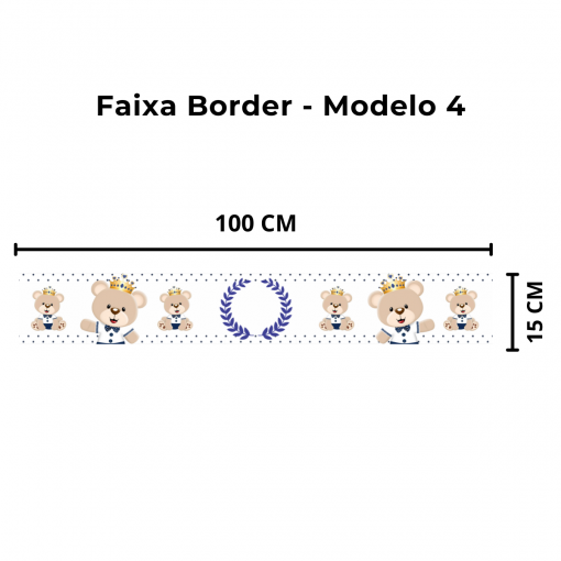Adesivo de parede - Faixa Border - Modelo Ursinho Azul (100 x 15 cm)