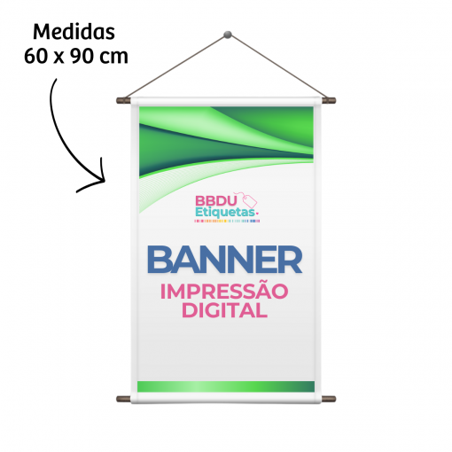 Banner Personalizado - Tamanho P - Bastão e Lona Fosca - 440 g/m²
