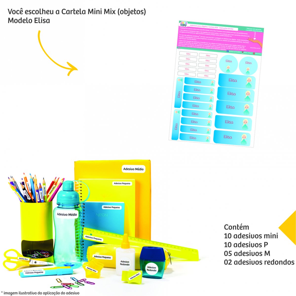 Etiquetas Escolares | Princesas | Mini Mix de Formatos Etiquetas Princesas - BBDU