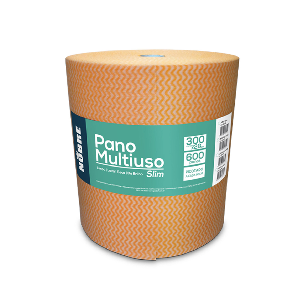 Pano Multiuso Nobre Slim Rolo c/ 300m | Cor: Laranja