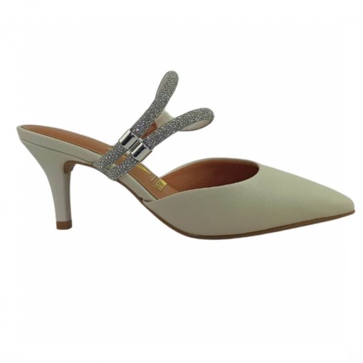 Scarpin Feminino Vizzano 1185.1138 Tira Strass - Branco Off/Cristal ...