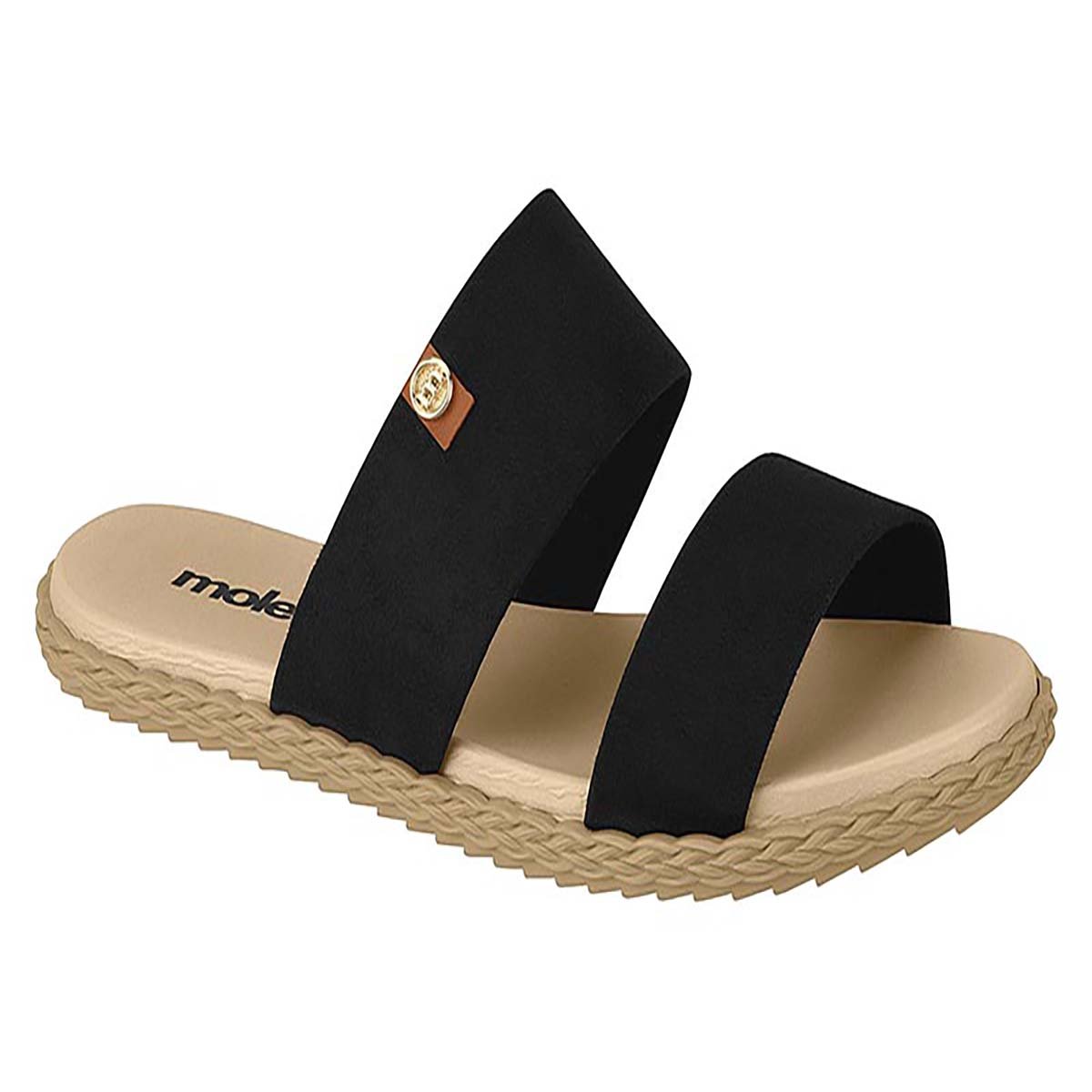 Chinelo Feminino Moleca Camurça Flex 5452.100 - Preto | Bizz Store