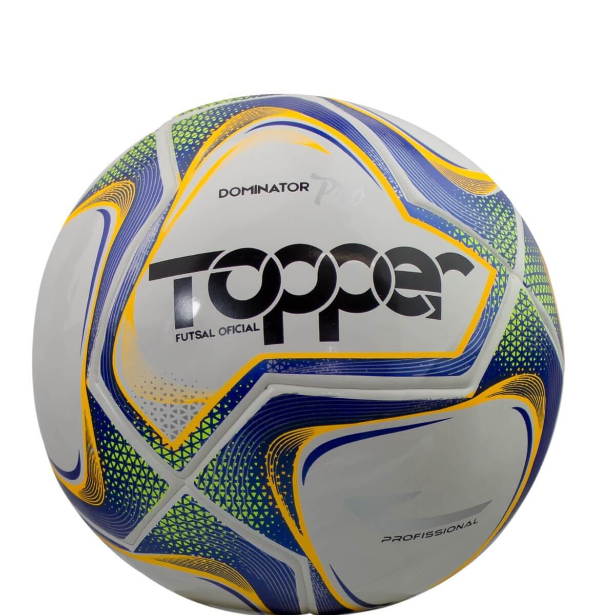 Bola Topper Dominator Pro Futsal 3082 - Branco/Azul/Amarelo | Bizz Store