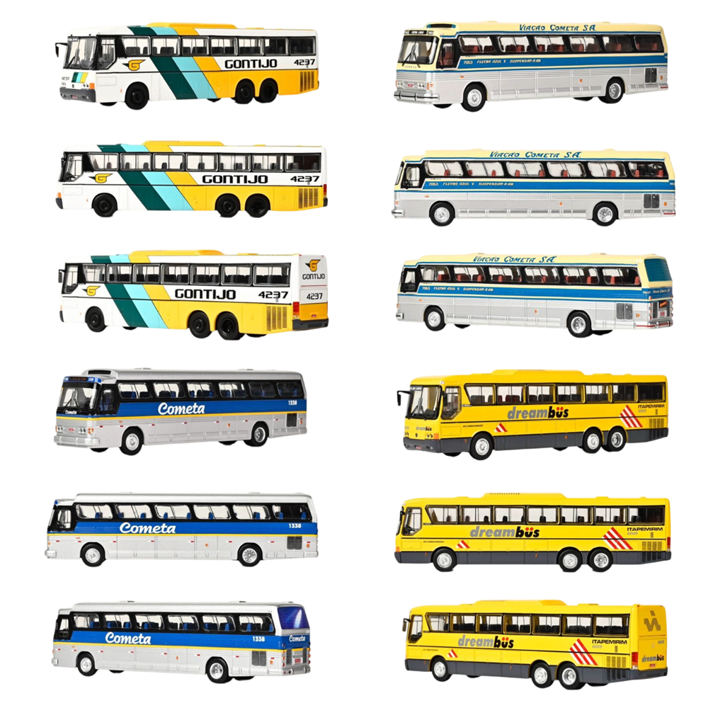 Série Completa 4 Miniaturas Ônibus Scania CMA Flecha Azul/Mercedes Benz ...