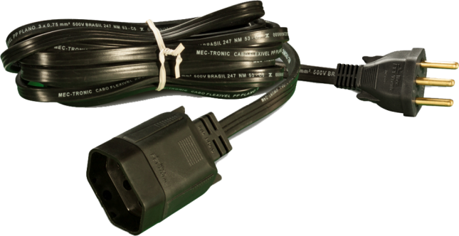 Cord?o Prolongador Cabo pp Chato 3x0,75mm? 3 Metros Preto (macho+femea) 2p+t 10a 250v Ref 91031 ...