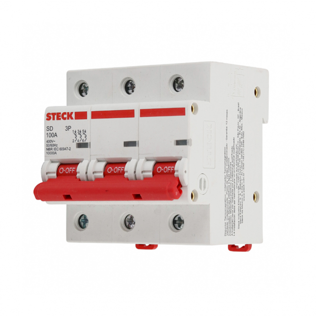 Disjuntor Tripolar 100a Curva c 3p Ref Sdd3c100 - Steck