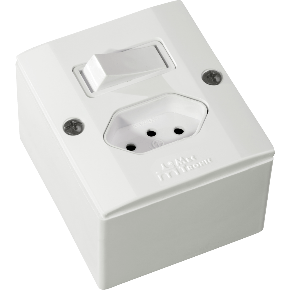 Conjunto Sobrepor Milleniun 1 Interruptor Simples + 1 Tomada 2p+t 10a ...