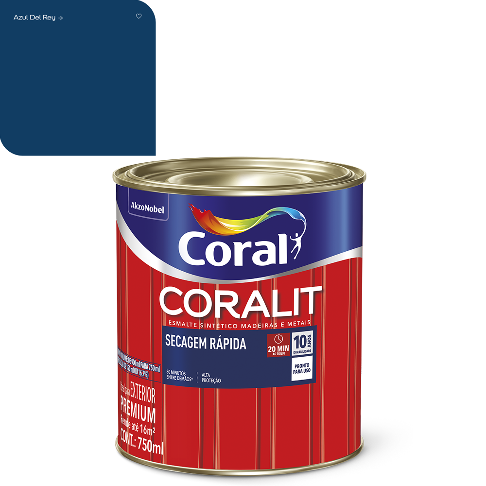 Tinta Esmalte Azul Del Rey Brilhante Secagem Rápida Premium 750ml ...