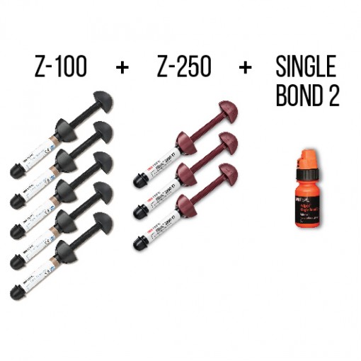 KIT RESINA COMPOSTA Z100 MAIS ECONOMIA 05 Z100+ 03 Z250 + ADESIVO ...