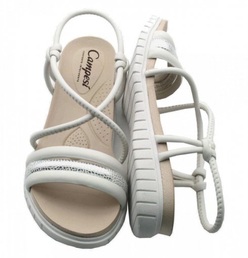 Sandália Feminina Campesí Flatform L9454 Gelo | Dtalhe Calçados