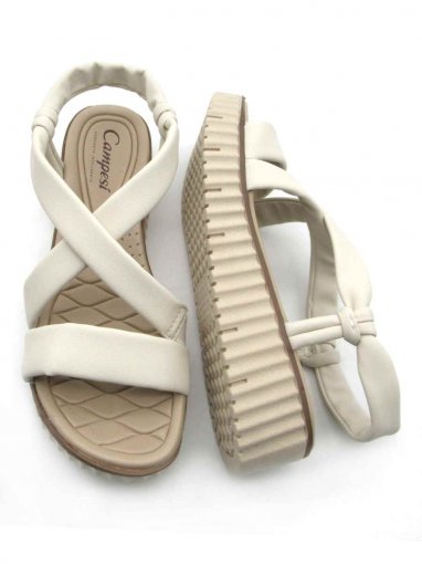 Sandália Campesí Feminina Flatform Conforto CP372 Bege | Dtalhe