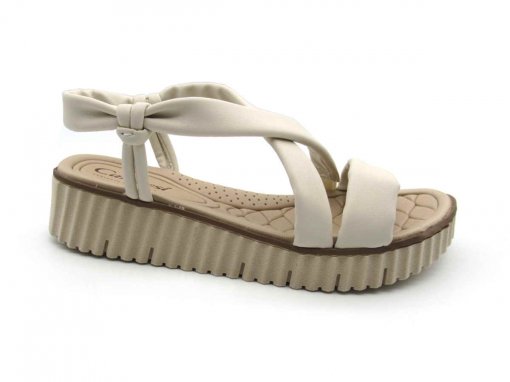 Sandália Campesí Feminina Flatform Conforto CP372 Bege | Dtalhe