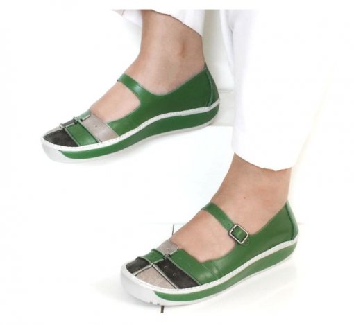 Sapatilha Jgean Feminino de Couro Verde FI0004 | Dtalhe Calçado