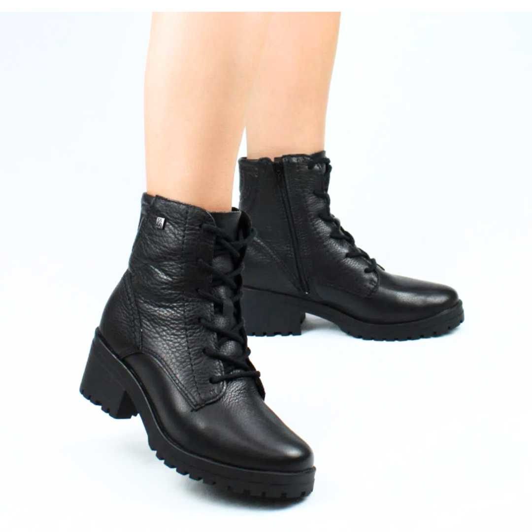 Bota Feminina Bottero Couro Preto Coturno 349101 | Dtalhe