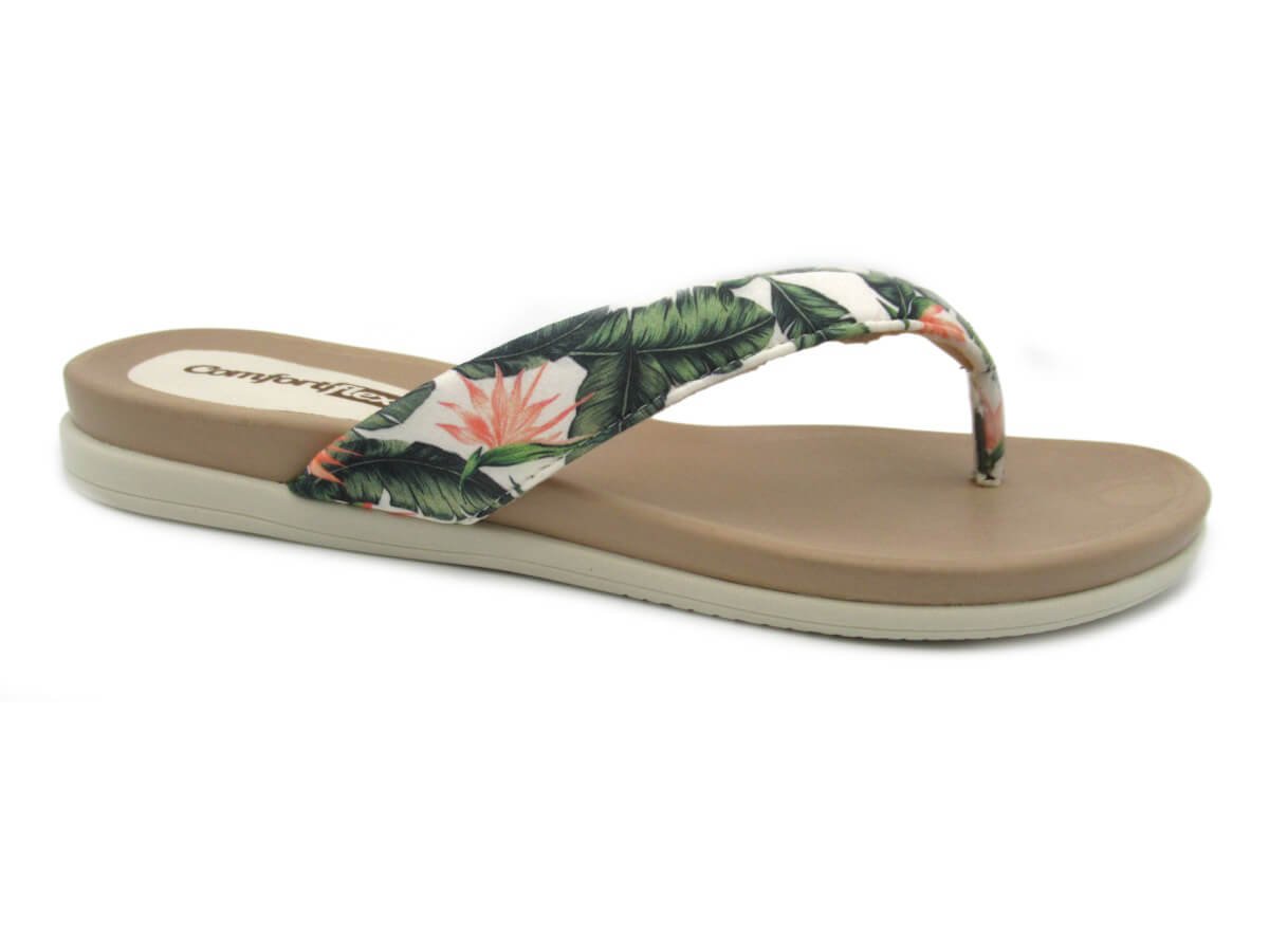 Tamanco Comfortflex Chinelo dedo Rasteiro Floral 1940401