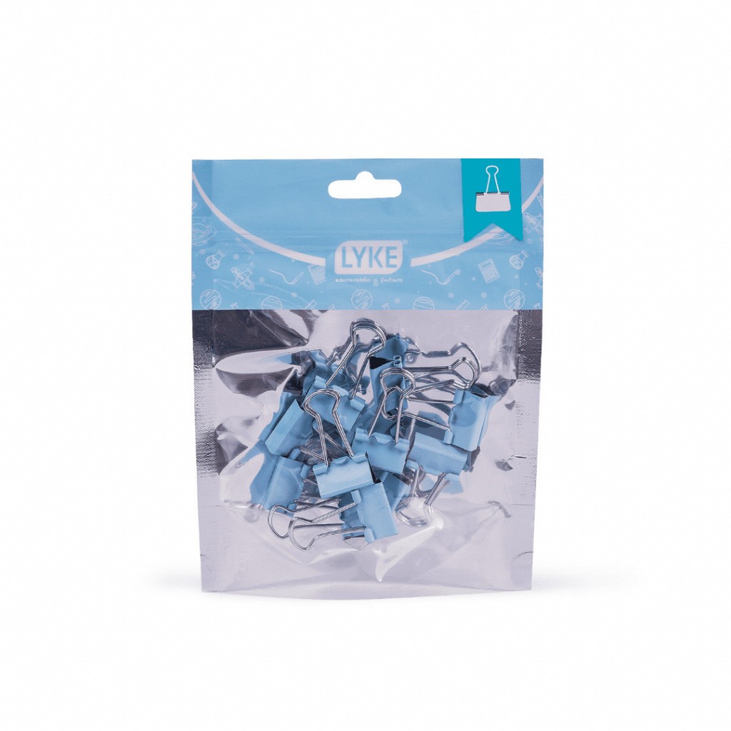 BINDER CLIPS AZUL PASTEL 19MM C/12