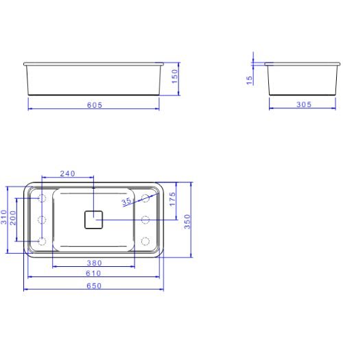Cuba Retangular de Embutir Slim com Mesa 60cm (Soft Antracite) - Deca