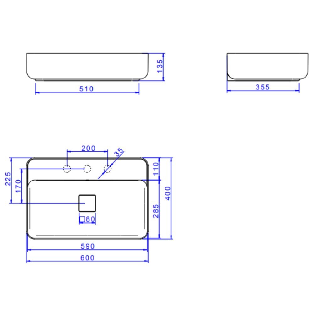 Cuba Retangular De Apoio Com Mesa 60 Cm Cubas Slim (Branco) - Deca