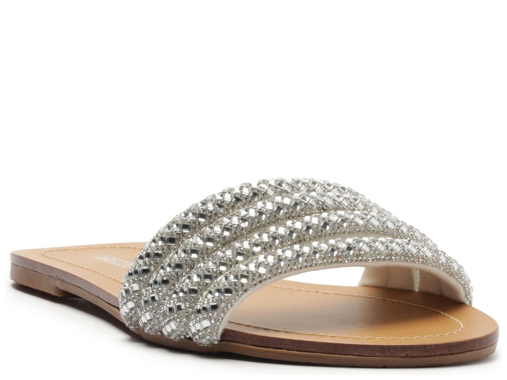 Rasteira Arezzo Detalhe Brilho de Pedrarias Cristal Marrom