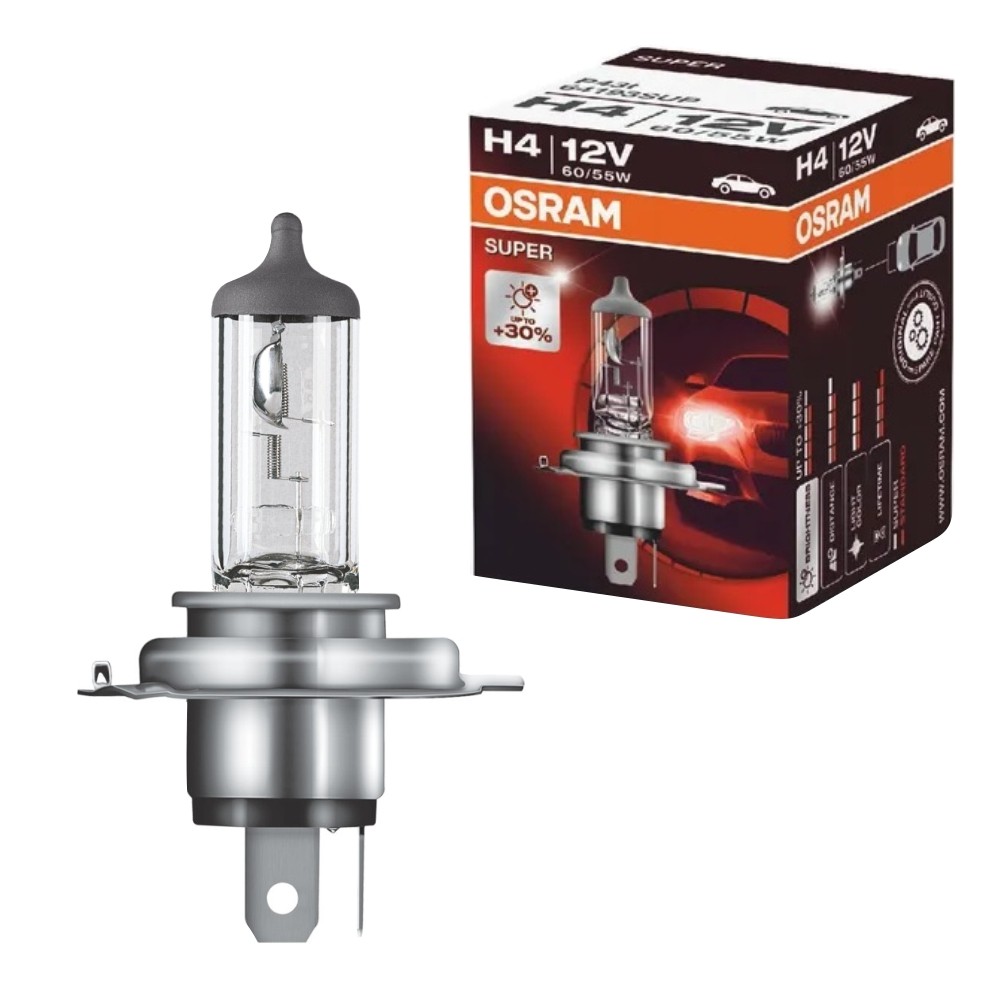 Lâmpada Automotiva H4 Osram Super 30% Mais Luz 12V 60 Watts
