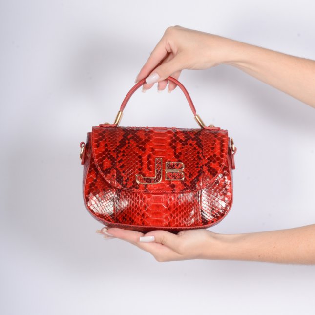 Bolsa Satchel Vermelho Cherry Pele Cobra Python JB - Jorge Bischoff Sapatos, bolsas e acessórios ...