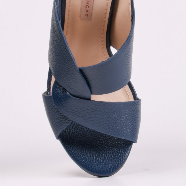 Sandália Couro Azul Marinho Salto Bloco Alto - Jorge Bischoff Sapatos ...