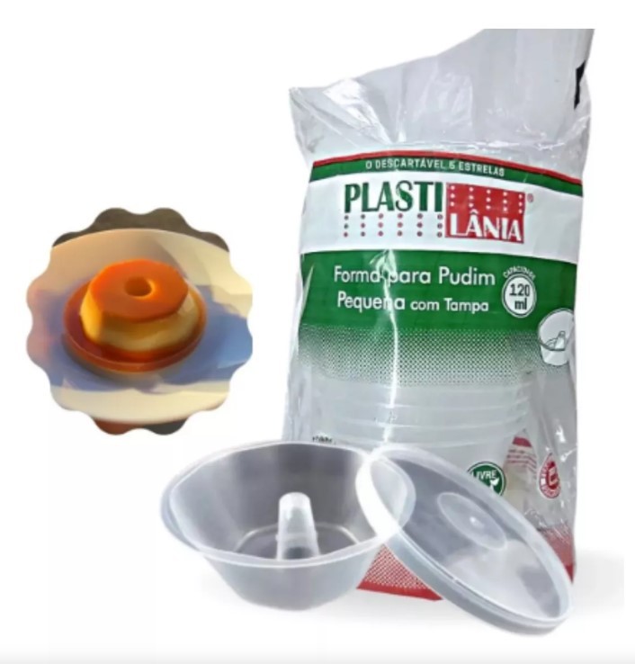 Forma para Pudim com Tampa Forneável 120ml (Pacote com 10)