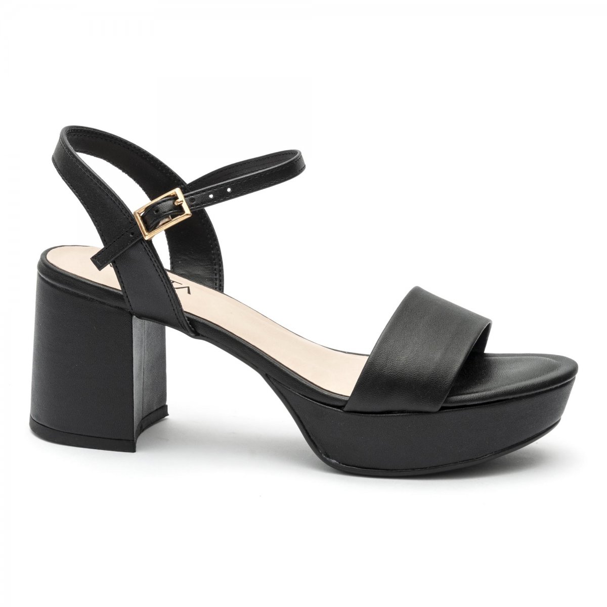 Sandália Meia Pata Salto Bloco Tira Preta