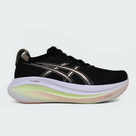 Tenis Asics Gel Nimbus 27 - feminino - preto e rosa, Asics, Tênis Academia/Training, PTO/ROS/BCO