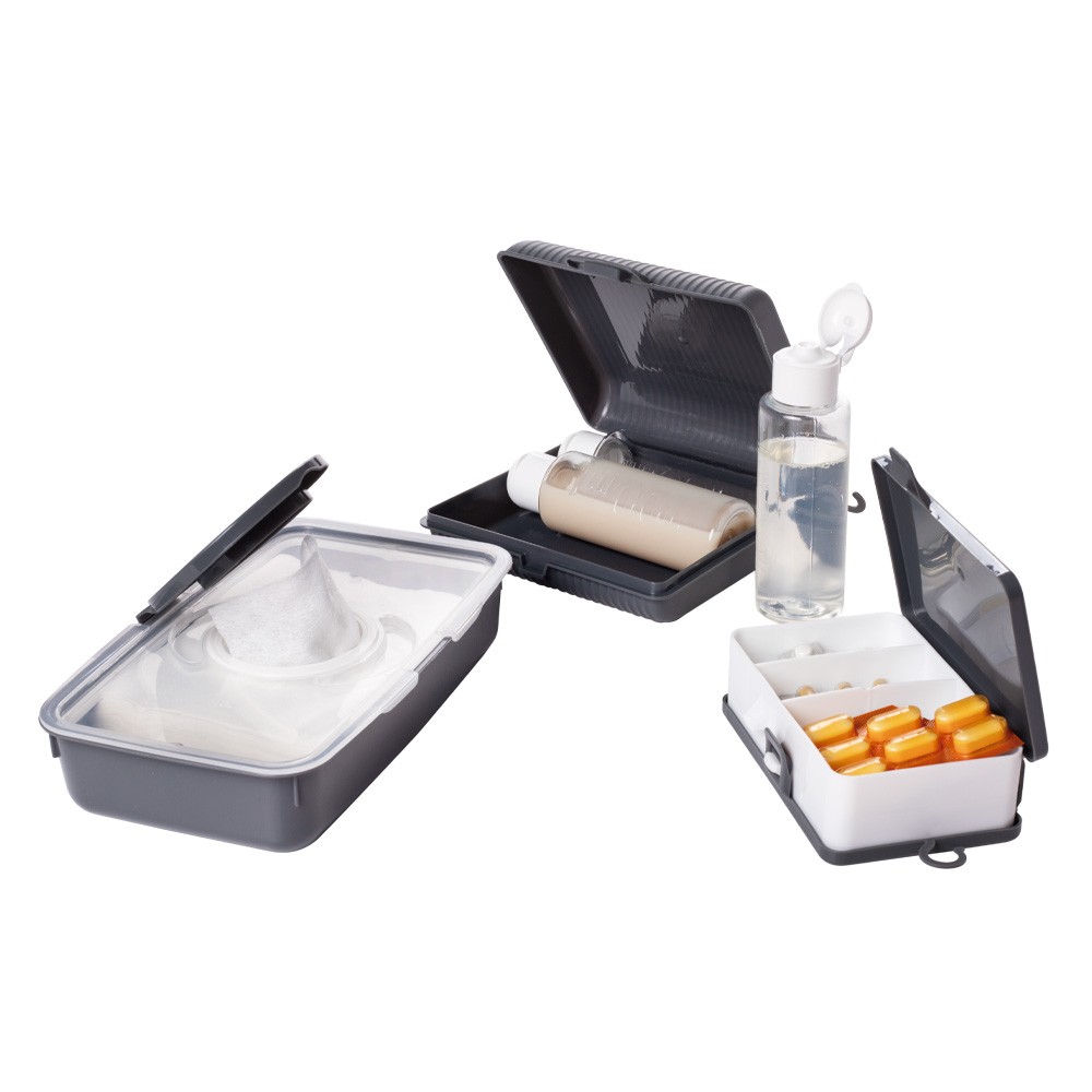 Kit 6 Peças Higiene Porta Lenço Box Multiuso Cinza Plasútil - Loja Plasútil