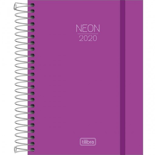 Agenda Espiral Diária Capa Plástica Neon Roxa 2020