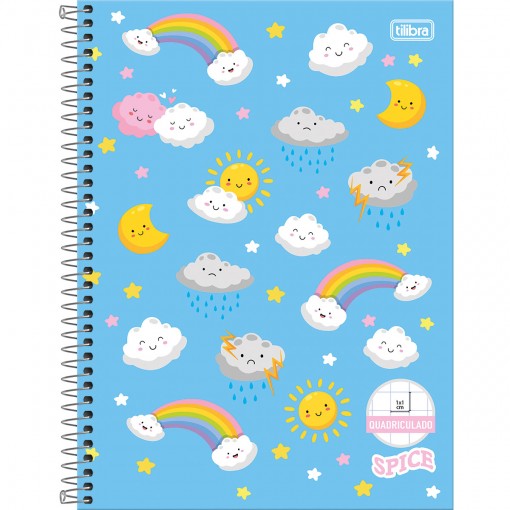 Caderno Quadriculado 1x1 cm Espiral Capa Dura Universitário Spice 80 ...