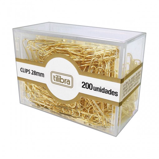 Clips 28mm Dourado 200 Unidades