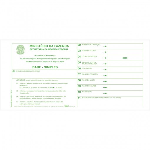 Darf - Documento de Arrecadação da Receita Federal Simples 100fls