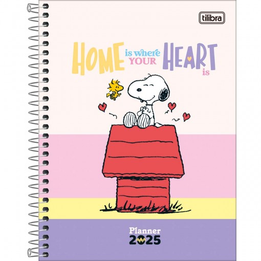 Planner Espiral 17,7 x 24 cm Snoopy 2025 - Home Is Your Heart Is - Sortido