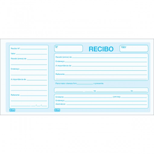 Recibo Comercial Com Canhoto 50 Folhas (Pacote com 20 unidades)