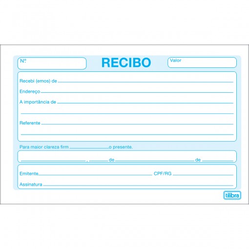 Recibo Comercial Sem Canhoto Pequeno 50 Folhas (Pacote com 20 unidades)