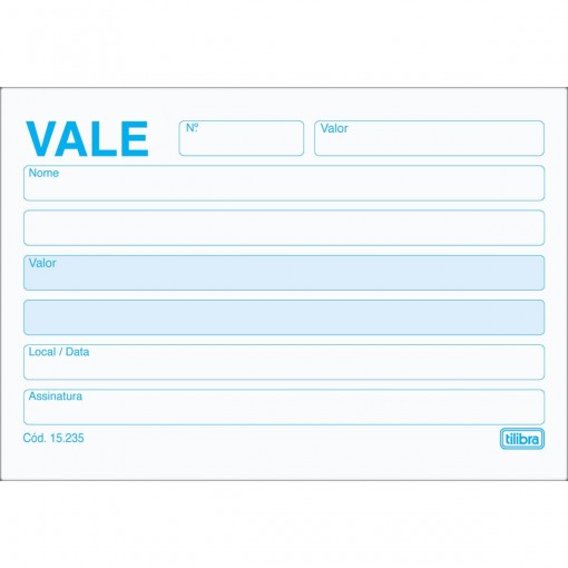 Vale sem Canhoto 100fls (Pacote com 20 unidades)