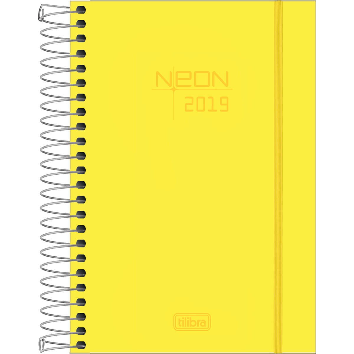 Agenda Espiral Diária Capa Plástica Neon Amarela 2019