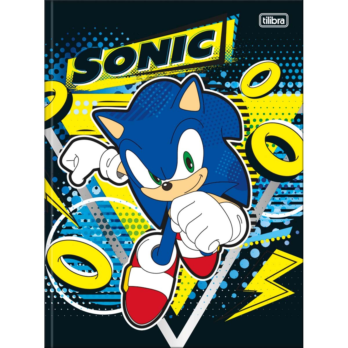 Caderno Brochura Capa Dura Universitário Sonic 80 Folhas - Capa Preta ...