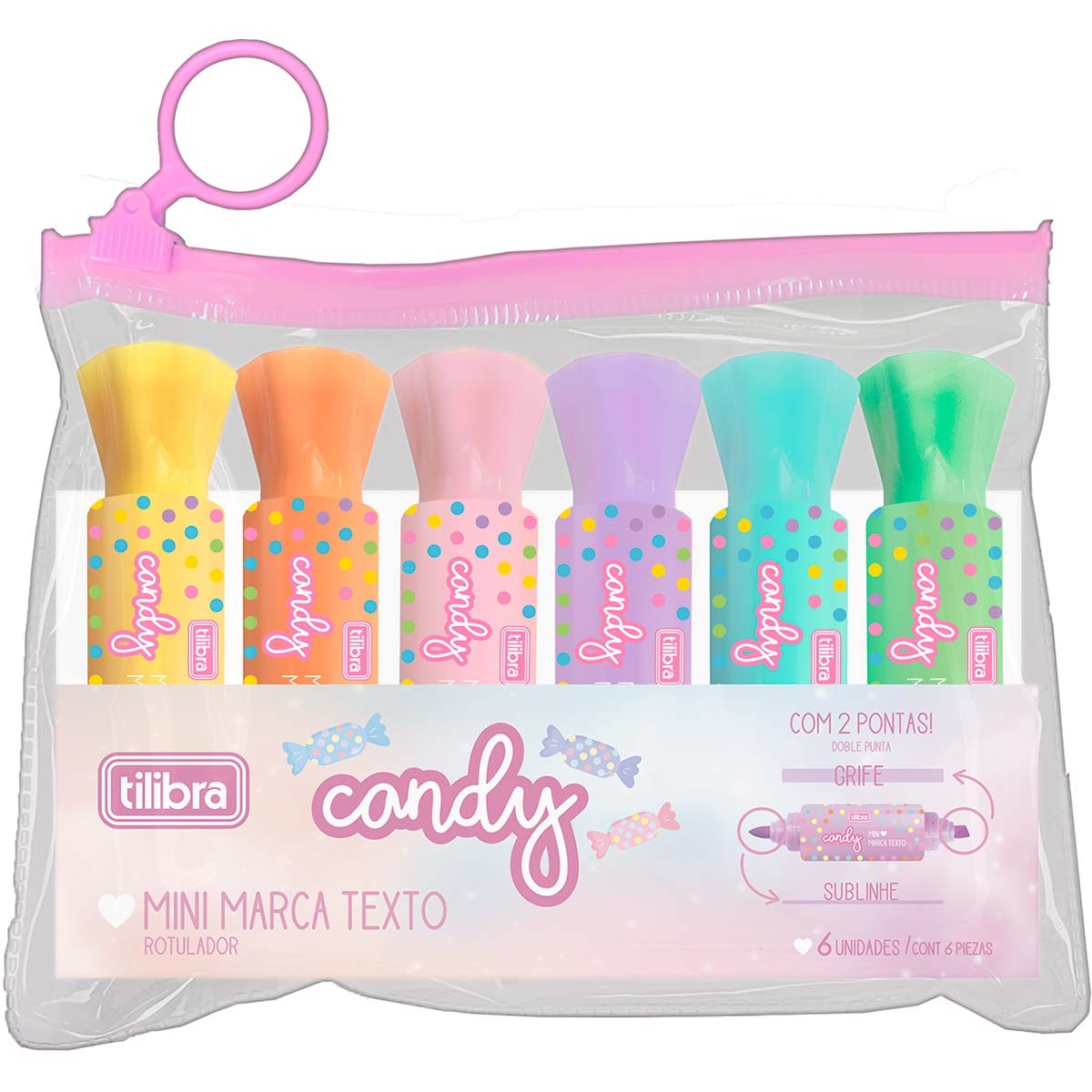 Marca Texto Mini Candy - Blister com 6 unidades