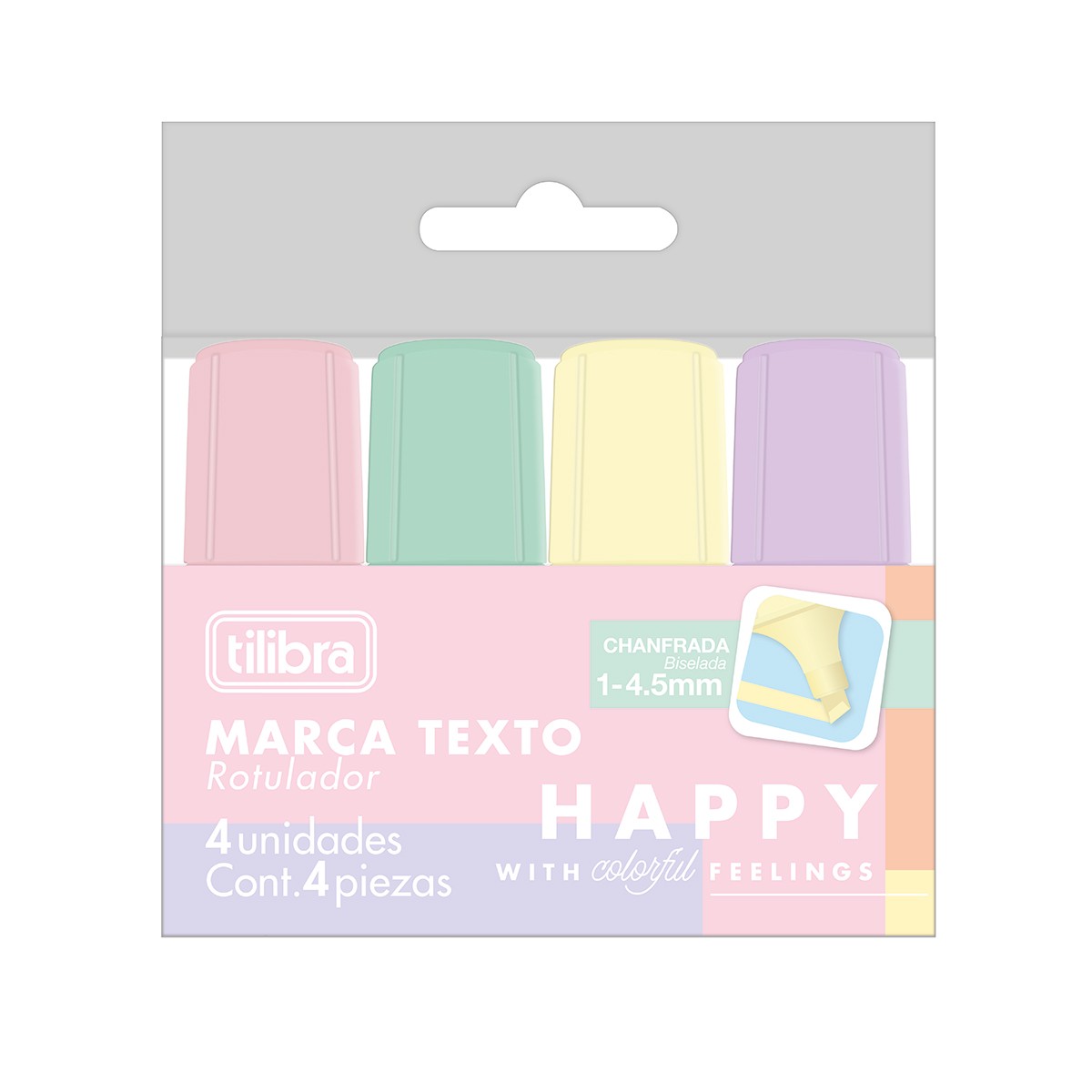Marca-Texto Mini Happy - Blister com 4 Unidades