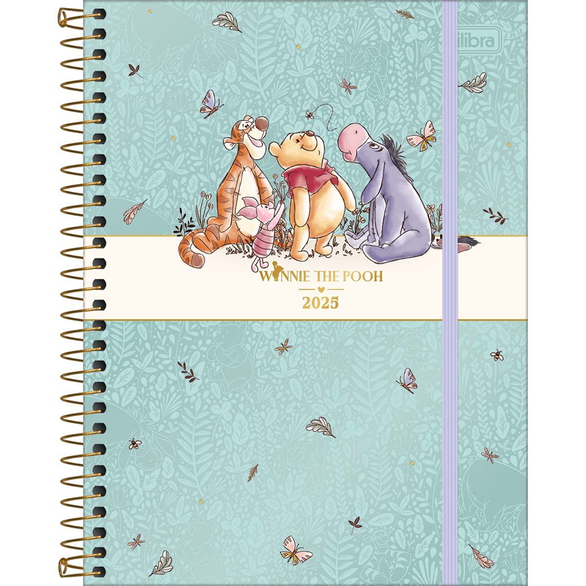 Planner Espiral 17,7 x 24 cm Pooh 2025 - Winnie The Pooh Fundo Verde - Sortido