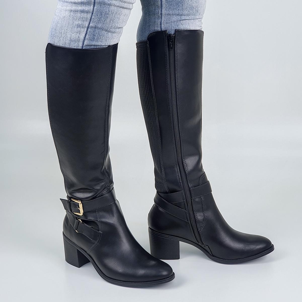 Bota Ramarim de Couro Cano Longo com Salto 1751102 | Margil