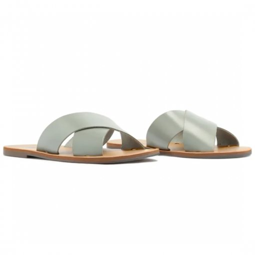 Rasteira Anacapri Verde Sálvia Tiras Cruzadas