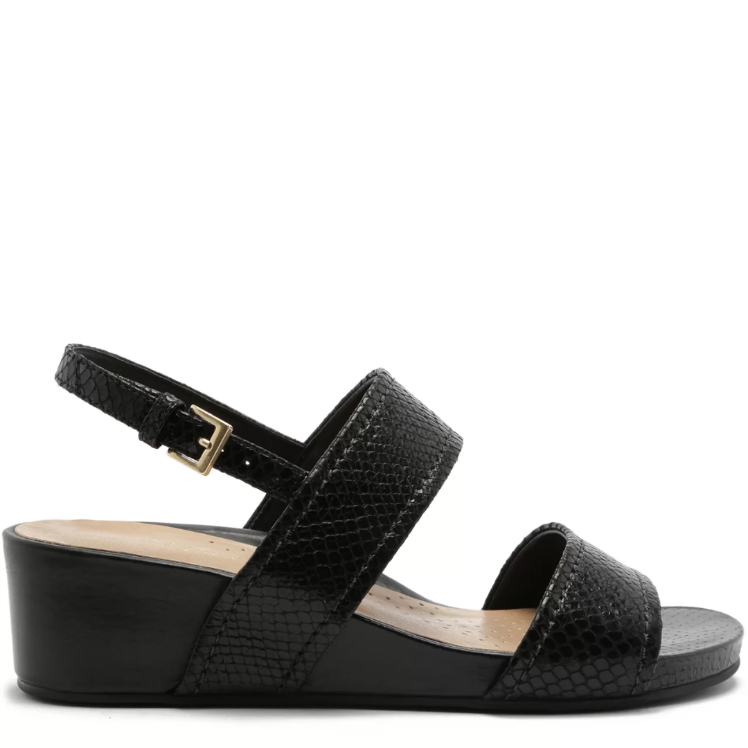 Sandália Arezzo Snake Soft Anabela Tiras Preta - A113100002 | Modatto ...