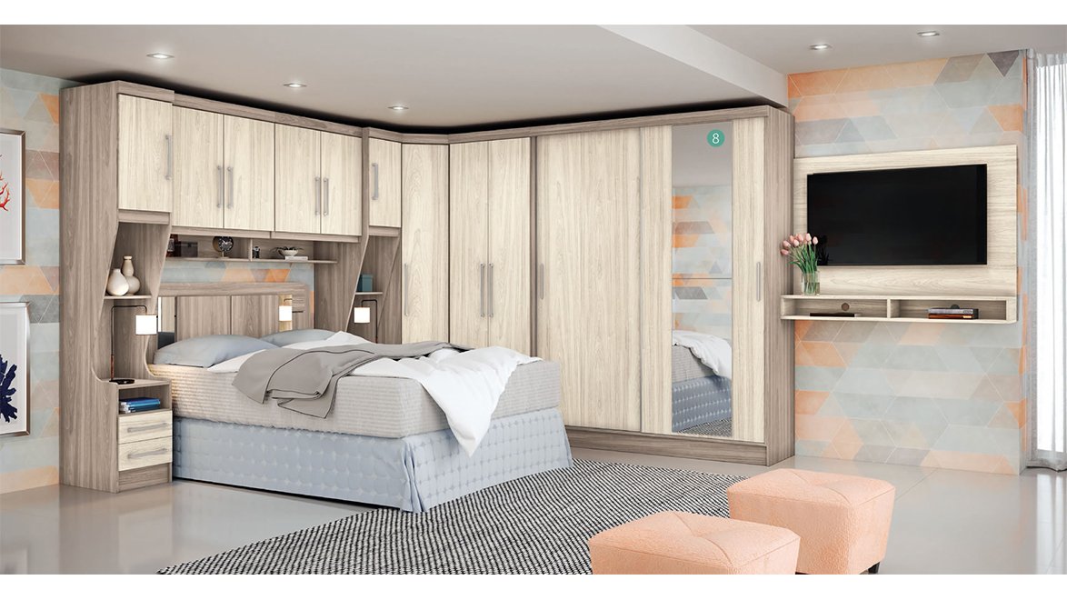 Jogo de Quarto Casal Modulado Nobre Castro Amêndoa Teka